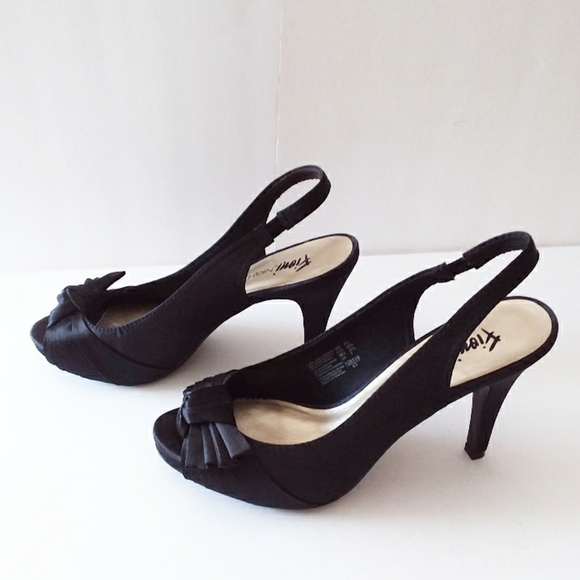 FIONI Clothing | Shoes | Fioni Night Black Satin Sling Back Heels ...